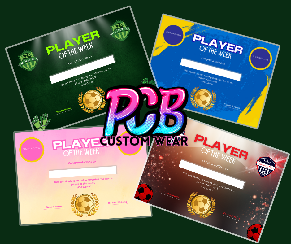 Weekly Certificates – PCB Custom Wear